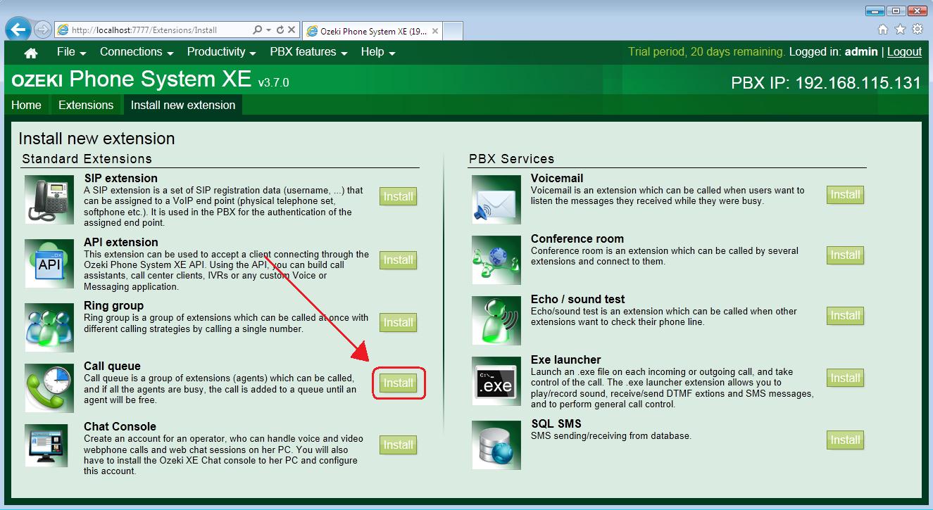 Ozeki VoIP PBX - How to setup call queue in Ozeki Phone System PBX