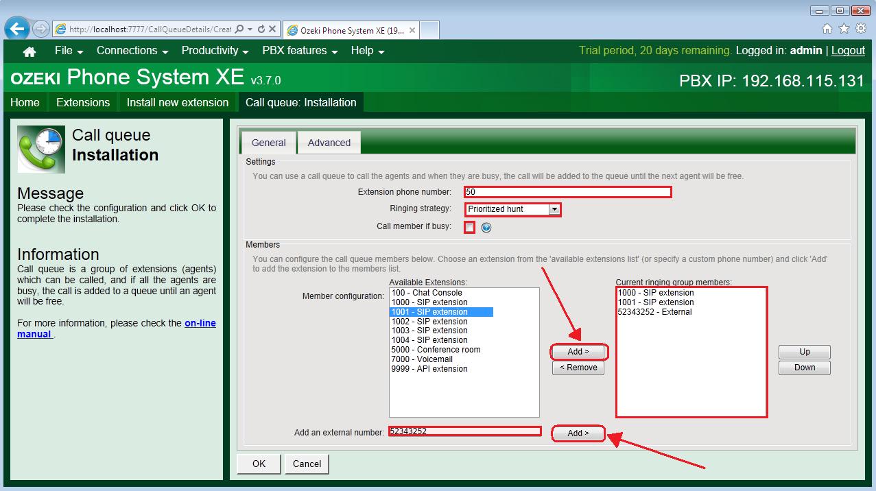 Ozeki VoIP PBX - How to setup call queue in Ozeki Phone System PBX