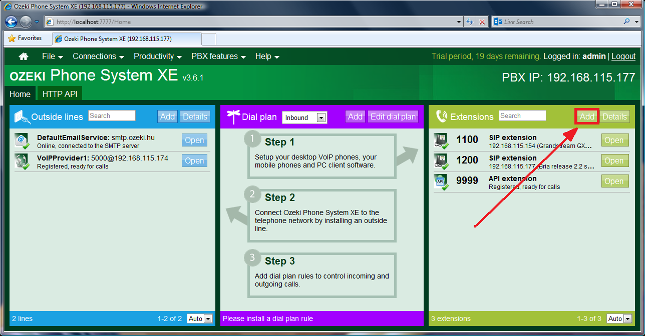 Ozeki VoIP PBX - How to install API extension